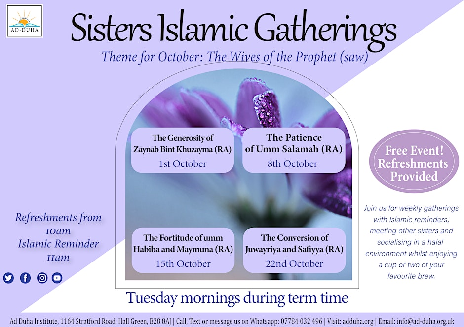 Sisters Islamic Gatherings – Wives of the Prophet (saw) – Muslim Event