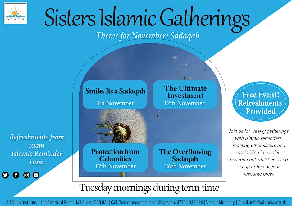 Sisters Islamic Gatherings – Sadaqah – Muslim Event